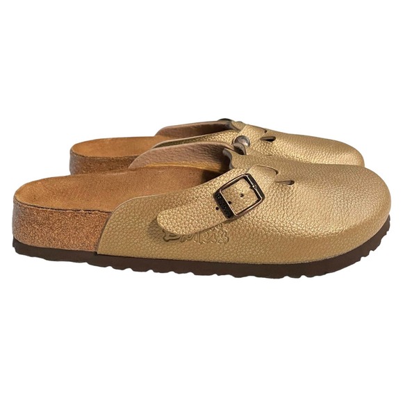 Birkenstock | Shoes | Birkis Birkenstock Boston Metallic Gold Sandal ...